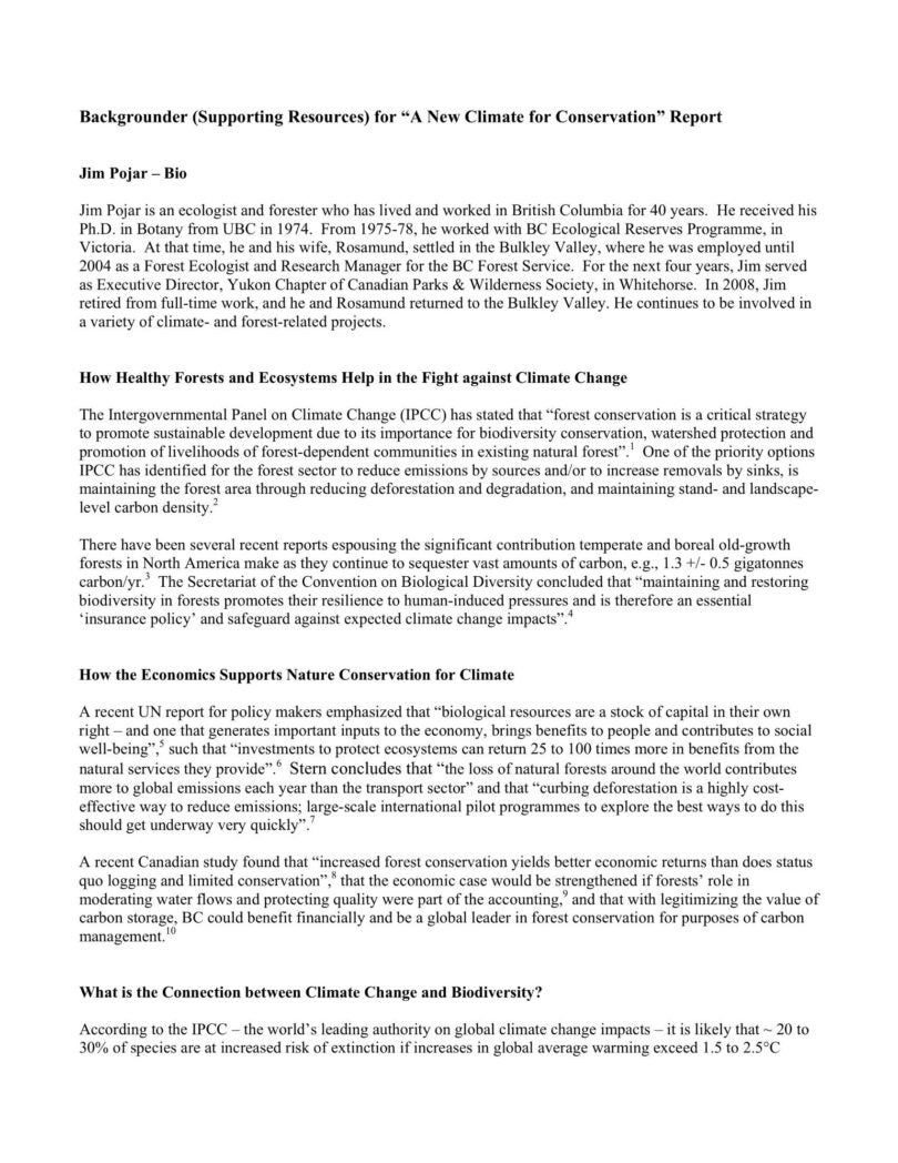 BACKGROUNDER — A New Climate for Conservation: Nature, Carbon and ...