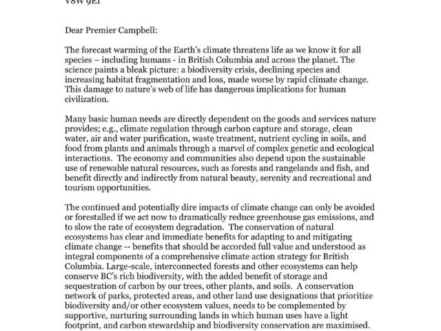 SUBMISSION — A New Climate for Conservation: Letter from Scientists to ...