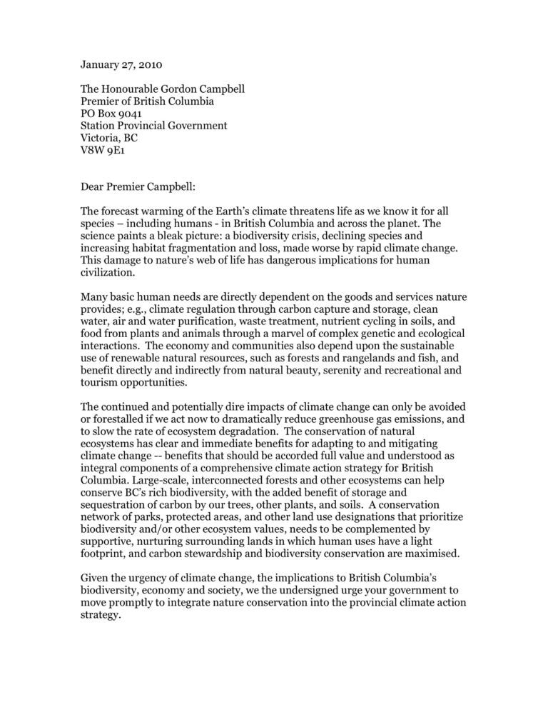 SUBMISSION — A New Climate for Conservation: Letter from Scientists to ...