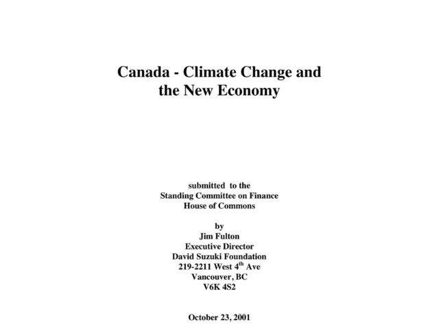 Canada: Climate Change and the New Economy - David Suzuki Foundation