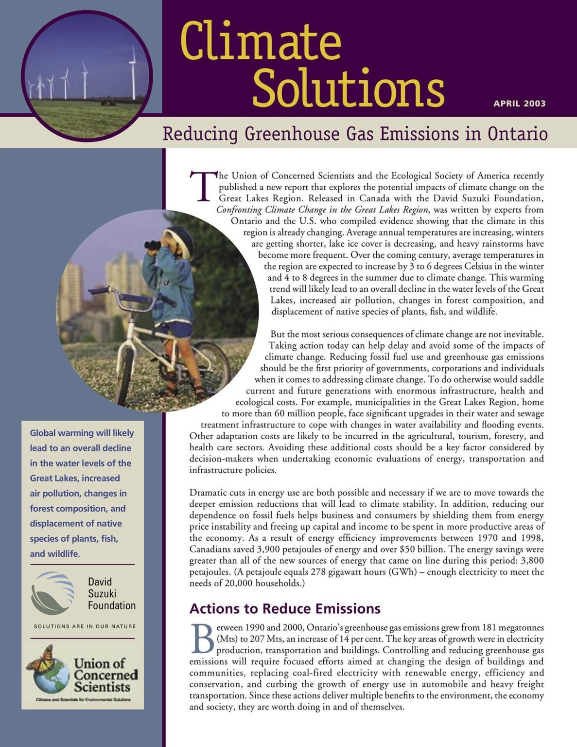 Climate Solutions: Reducing Greenhouse Gas Emissions in Ontario - David ...